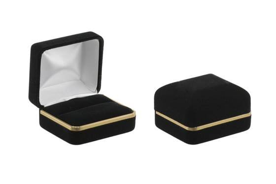 BLACK CLASSIC VELVET STYLE II DOUBLE RING BOX | Bella Findings House
